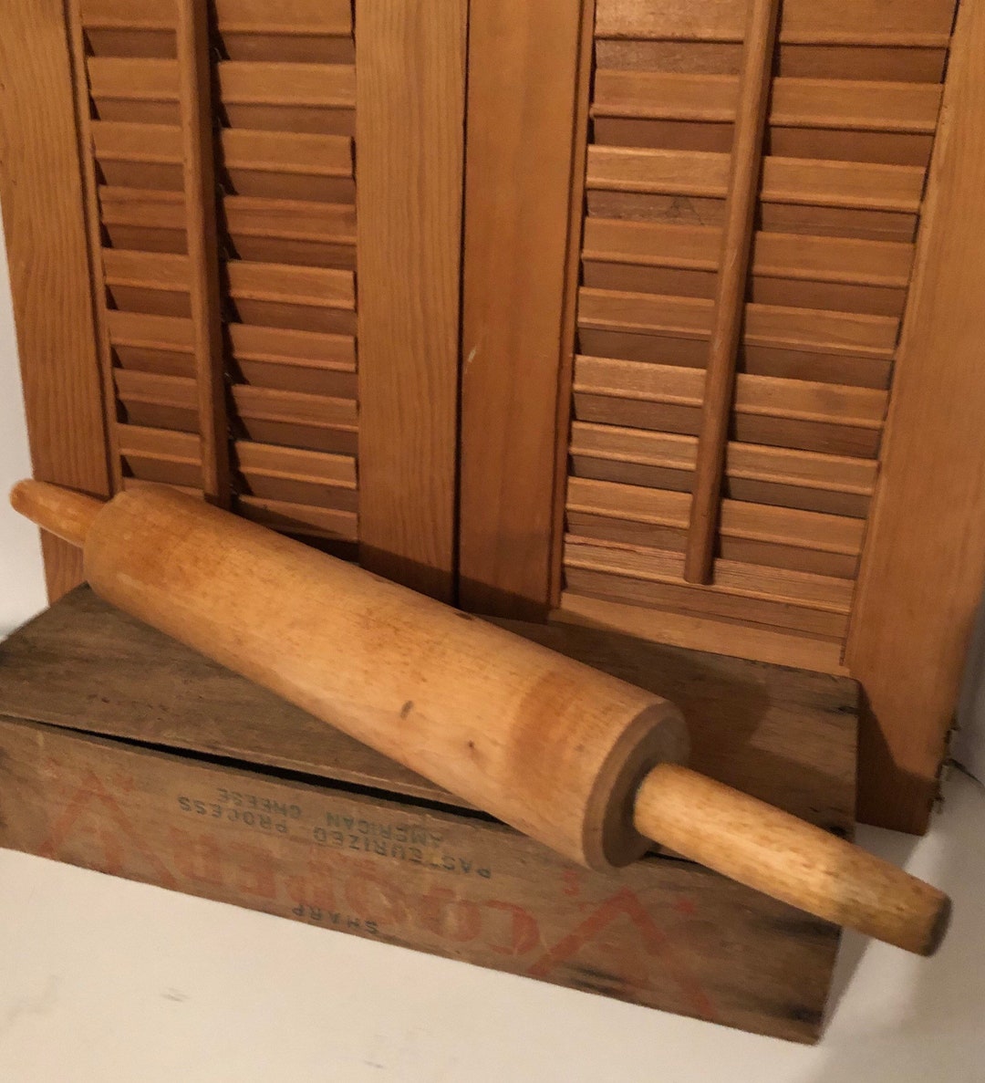 Rustic Farmhouse Decor Vintage Wood Rolling Pin Kitchen Baking Cottage ...