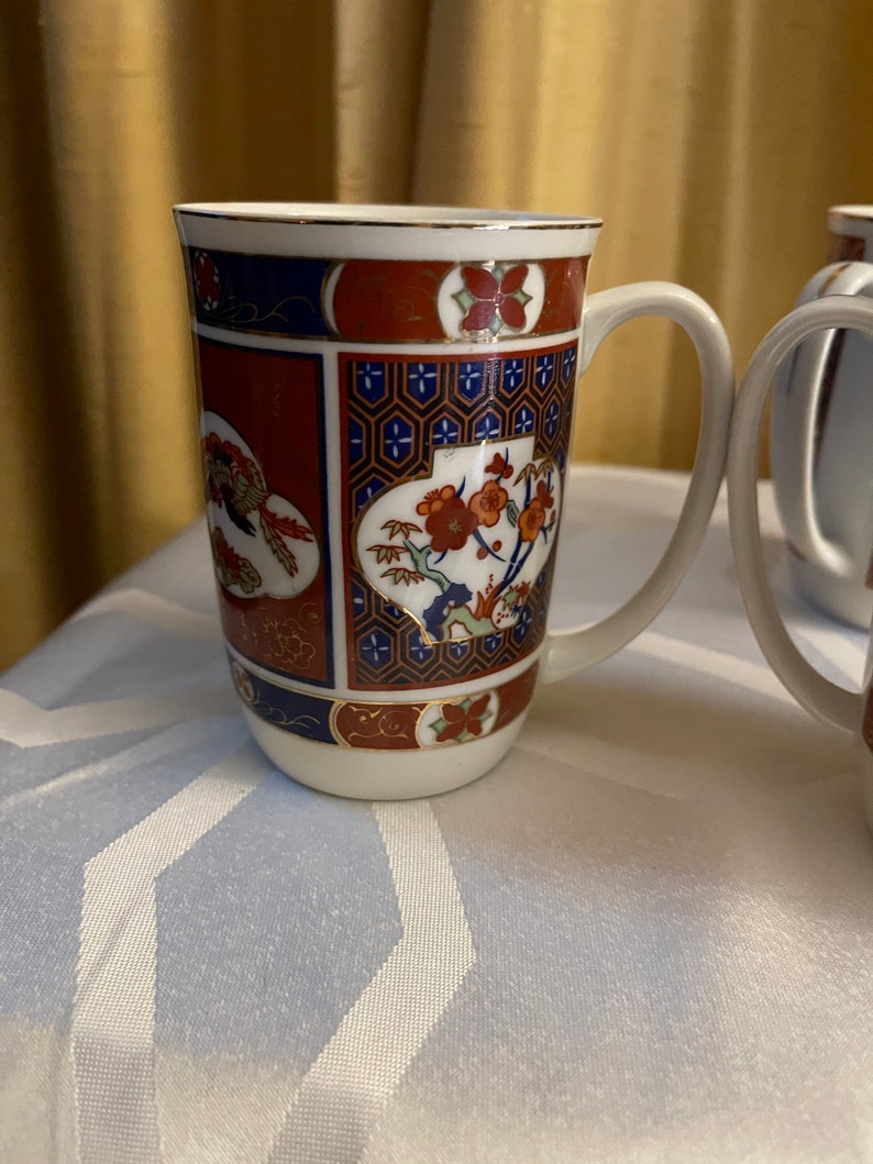 Vintage Japanese Imari Coffee Mugs - Goshoguruma Design - Set of 3 - Etsy