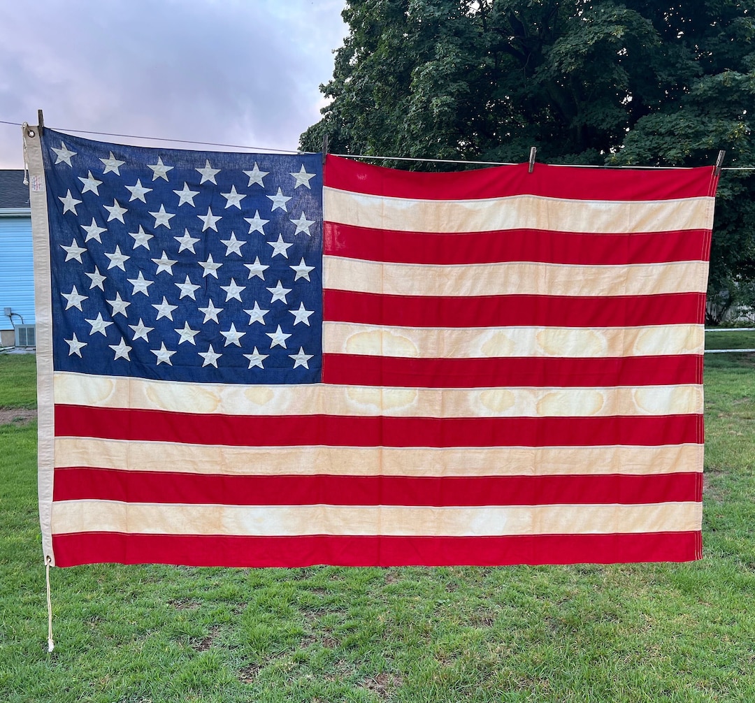 Vintage Tea Stained Large American Flag/valley Forge Flag Co ...