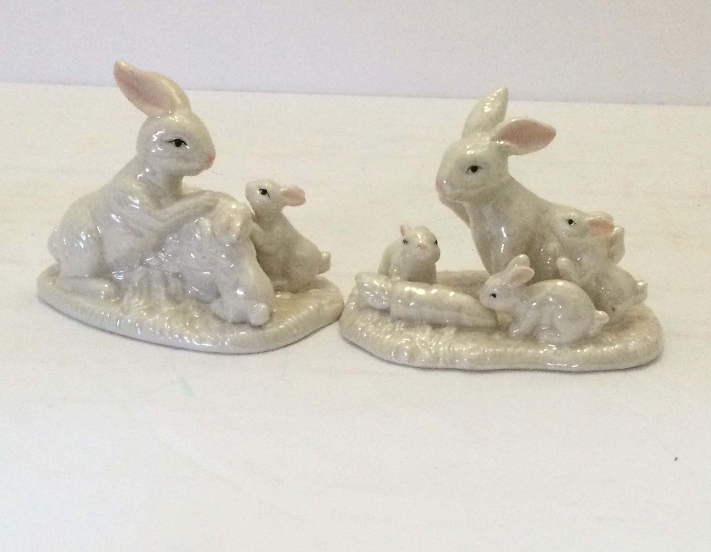 Vintage White Ceramic Rabbit Figurines 1990 - Etsy