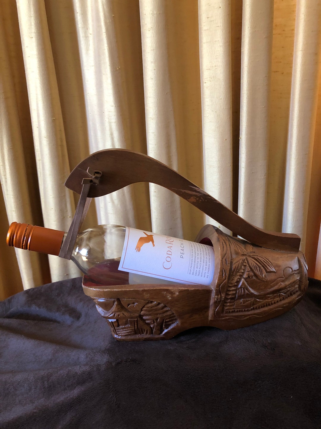 Vintage Polynesian Tiki Shoe Wine Bottle Holder Barware Home Decor ...