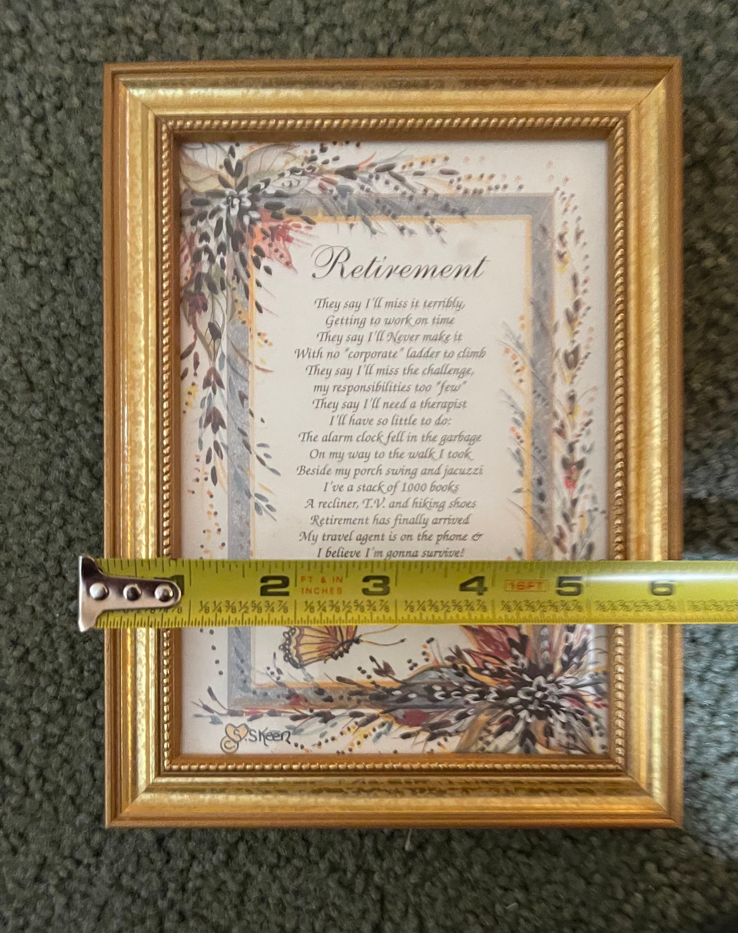 Vintage Retirement Poem/watercolor Art by Sue Skeen/1995 - Etsy