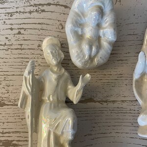 Vintage White Iridescent Glazed Ceramic 3 Piece Nativity Set - Etsy