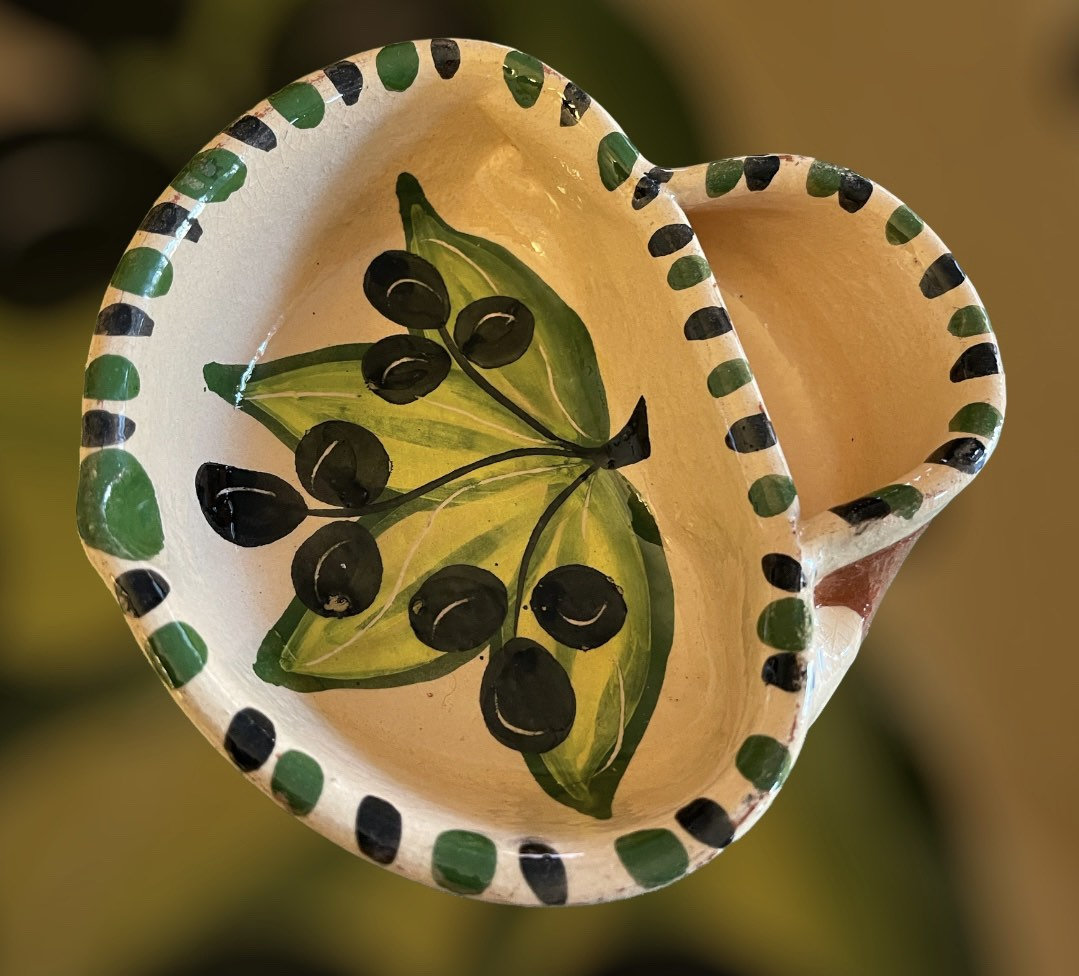 Vintage Hand Painted Olive and Pit Dish - Etsy