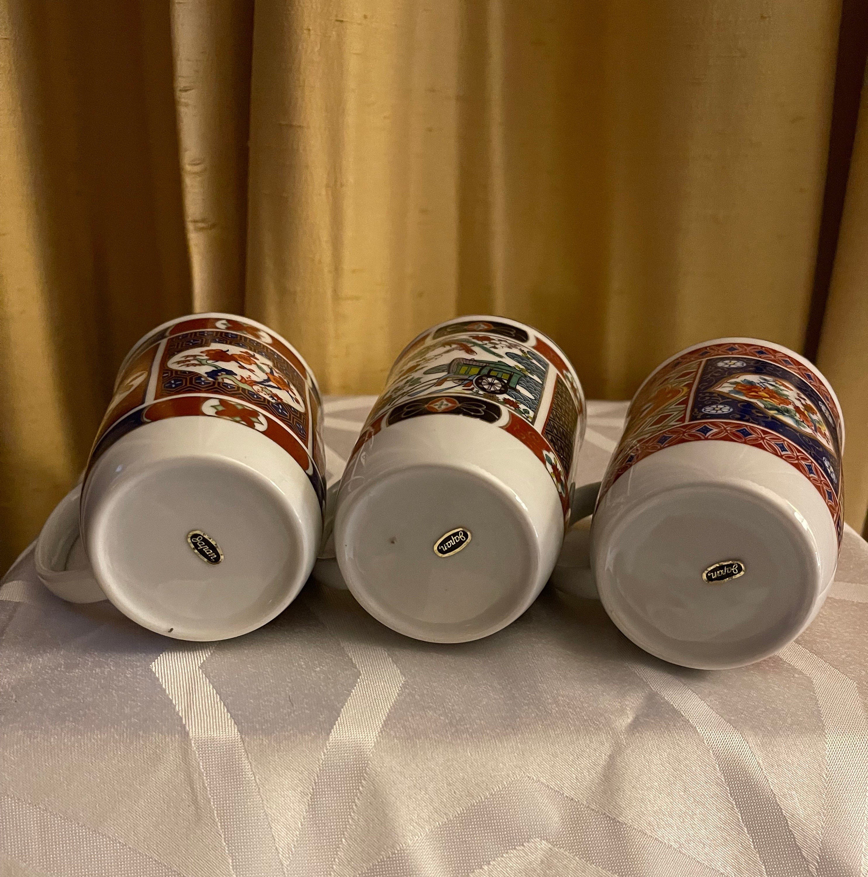 Vintage Japanese Imari Coffee Mugs - Goshoguruma Design - Set of 3 - Etsy