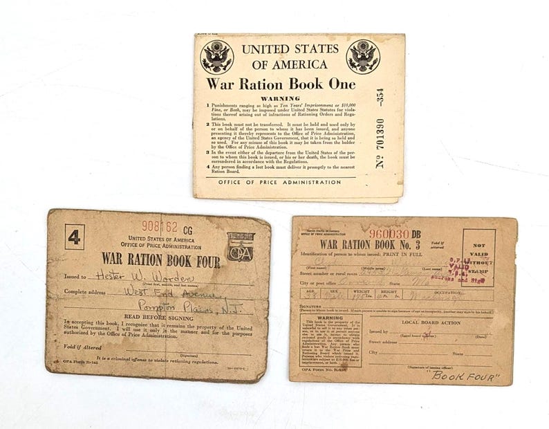WWII US War Ration Books Lot, 1942, Books One, Three & Four - Etsy