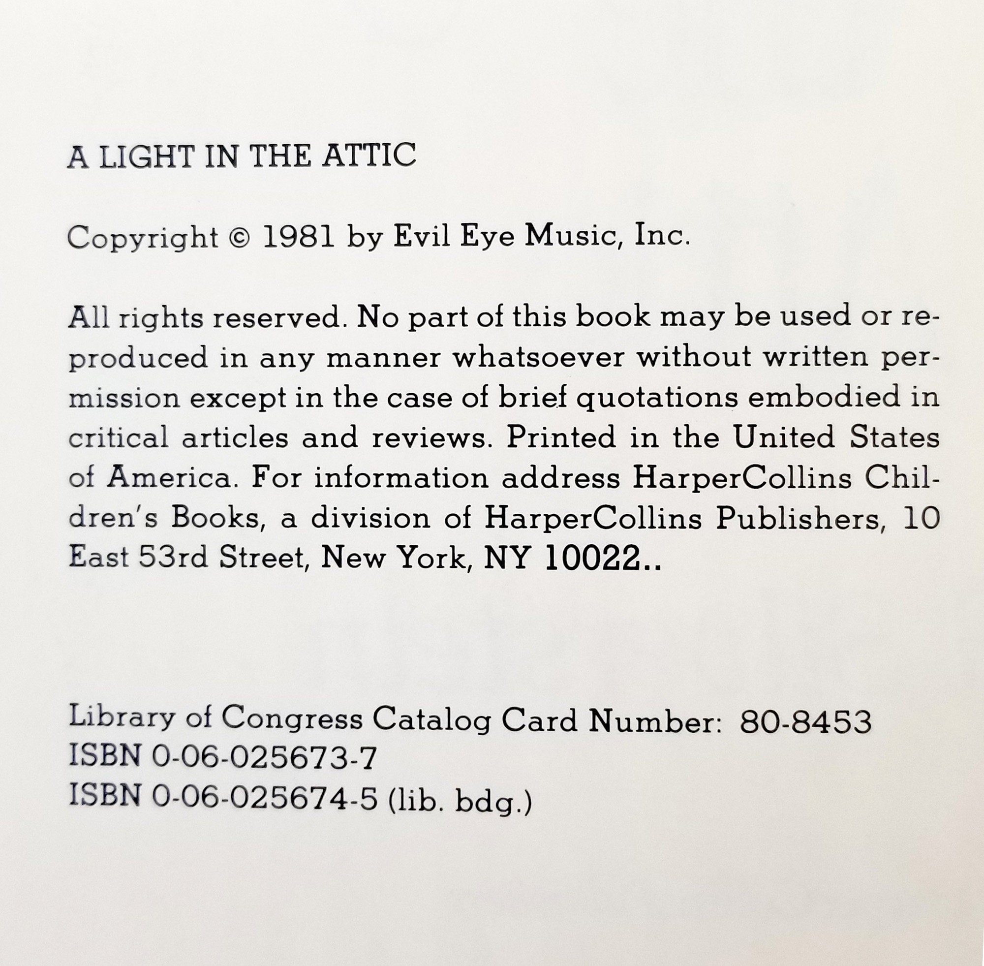 A Light in the Attic Poems & Drawings by Shel Silverstein - Etsy