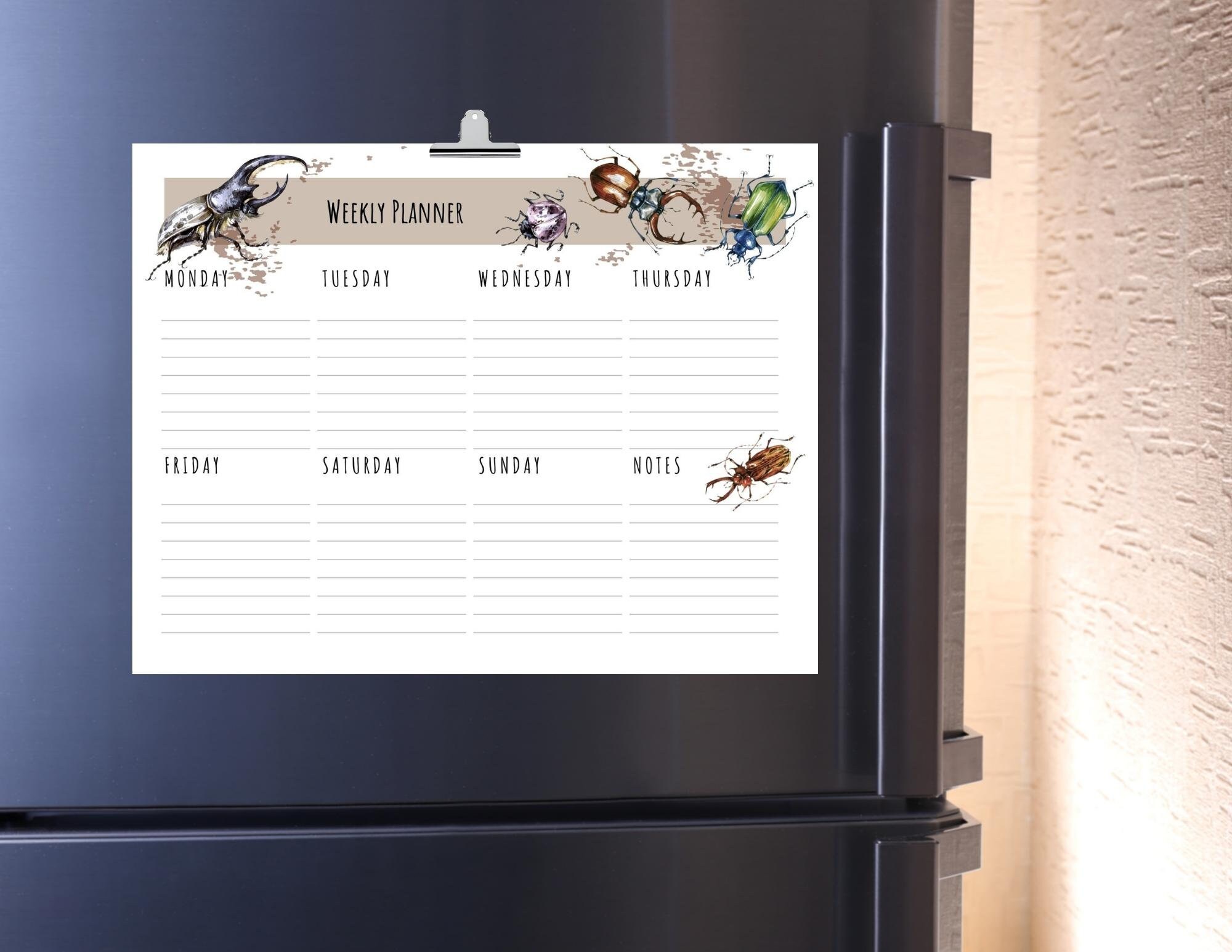 Weekly Planner, Insects, Weekly Organizer, Printable at A Glance Weekly ...