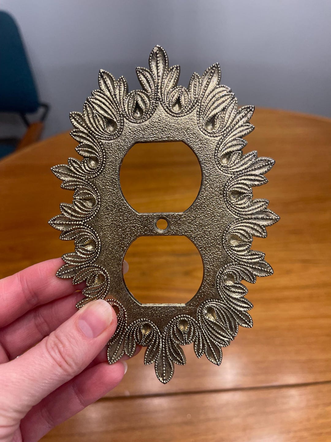 Vintage Electric Plug Plate Cover Brass Gold Edmar Creation Sputnik ...