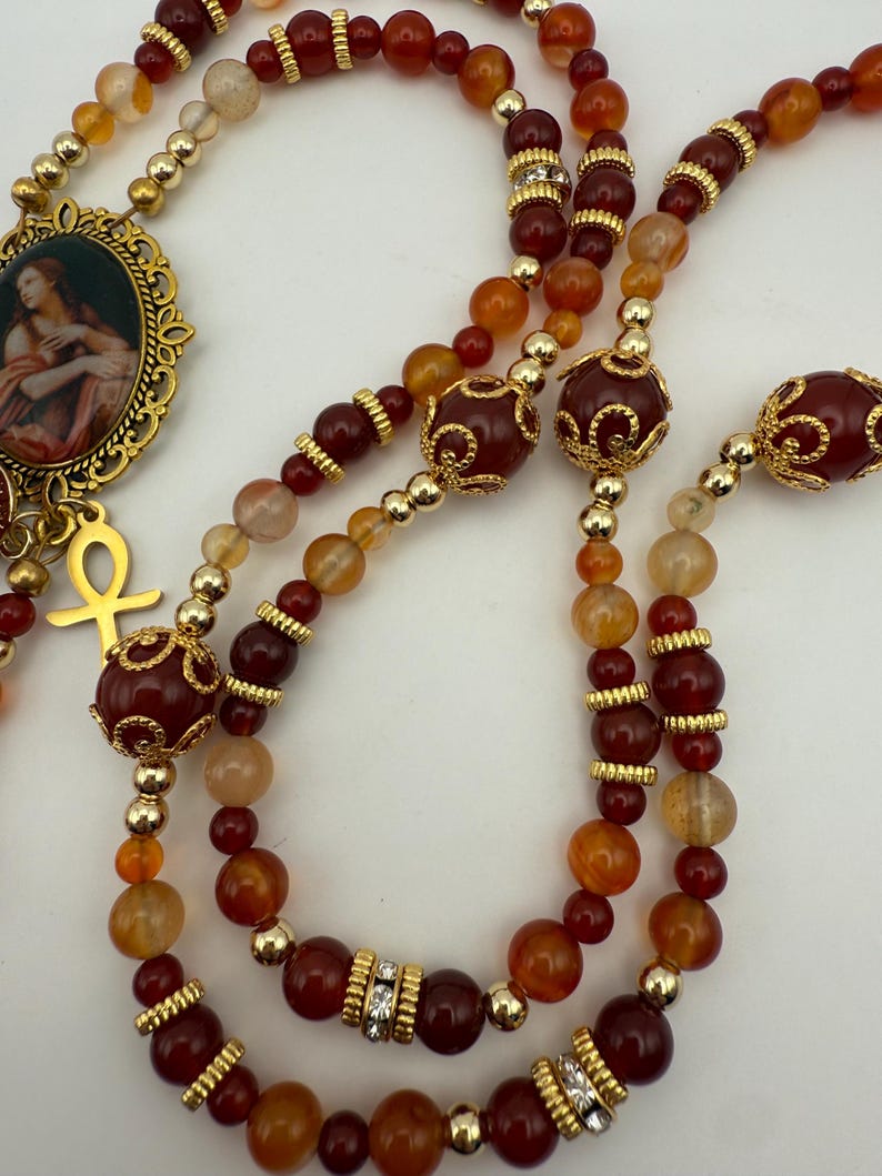 Chapelet Rosaire Maria Magdalena,marie-madeleine Fait Main Pierres ...