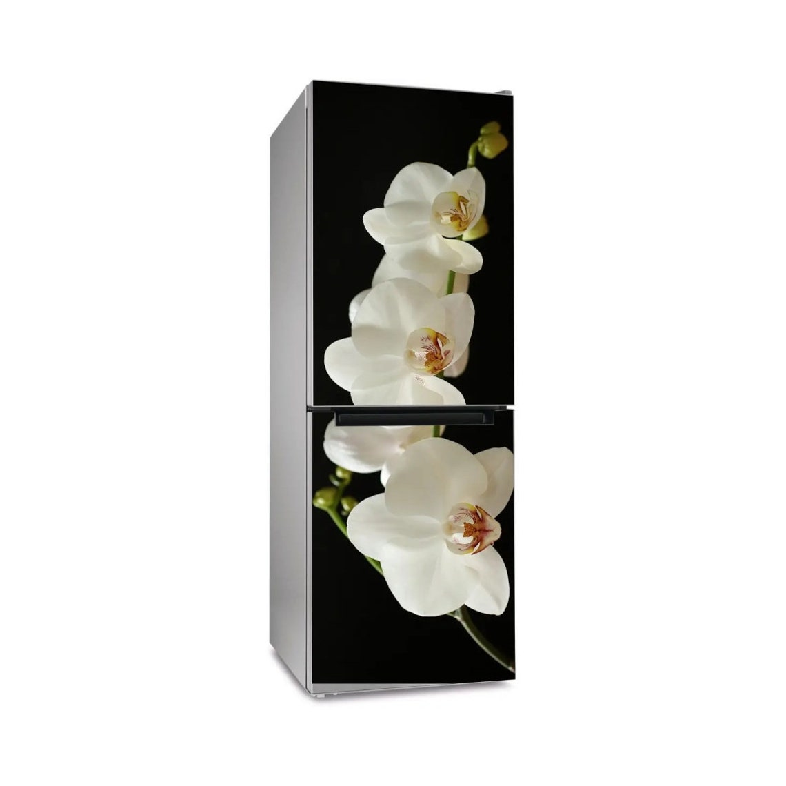 Floral Fridge Wrap Vintage Refrigerator Wrap Vinyl Black Fridge Decals ...