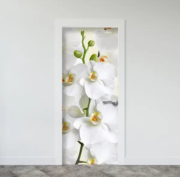 Flowers Door Sticker Vinyl Door Decor Peel and Stick Door Decal ...