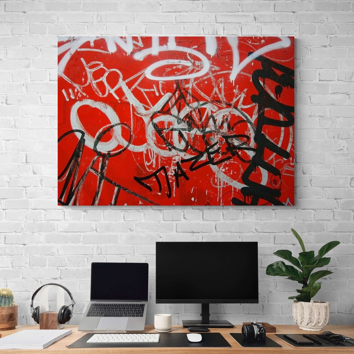 Red Graffiti Wall Art Graffiti Canvas Print Wall Decor Bedroom Art Deco ...