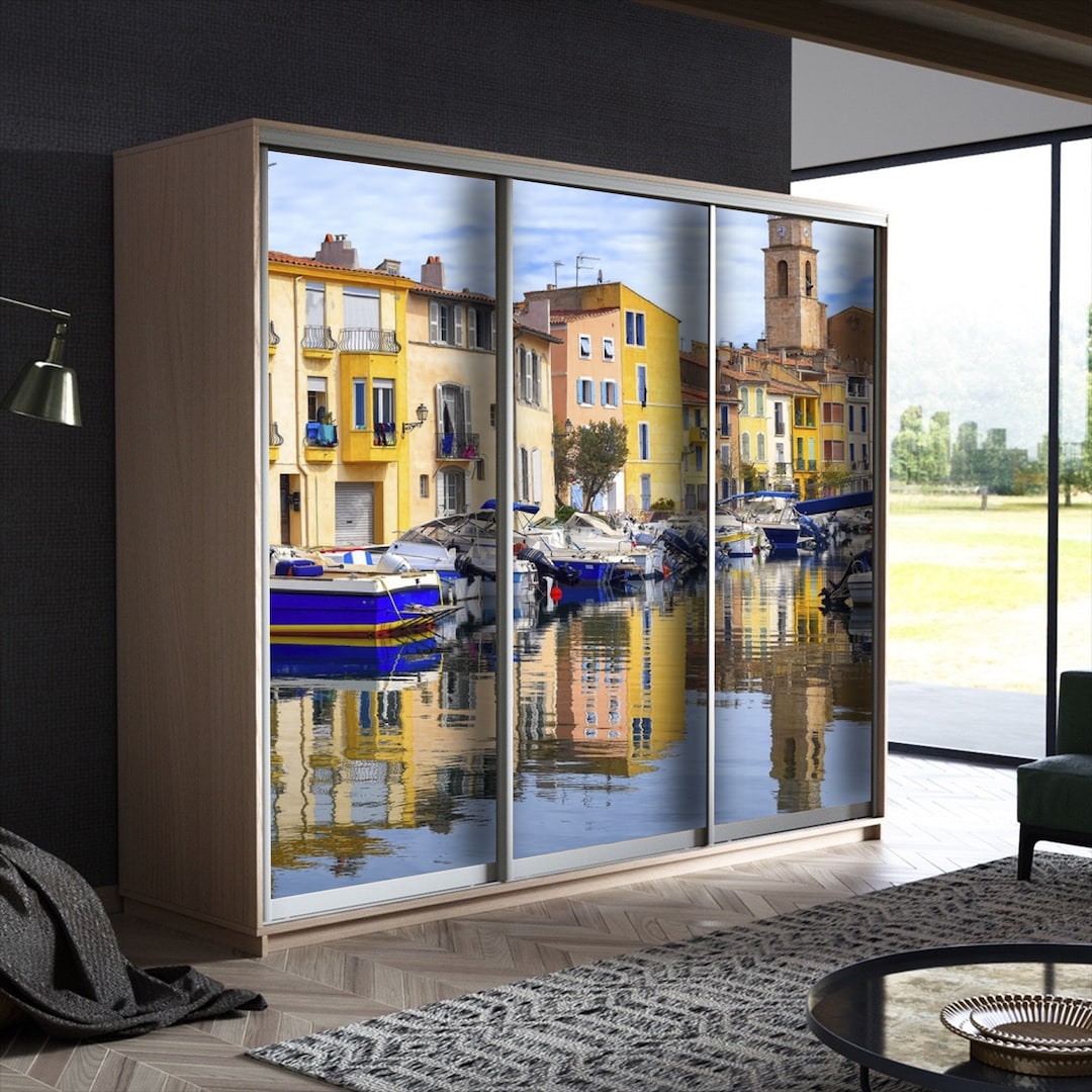 Peel and Stick Wardrobe Sticker for Closet Door Decal, Modern Door Art ...