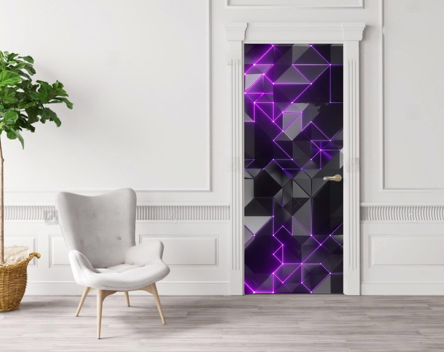 3D VINYL STICKER, Door Decor, Peel and Stick Mural Door Wallpaper Wrap ...
