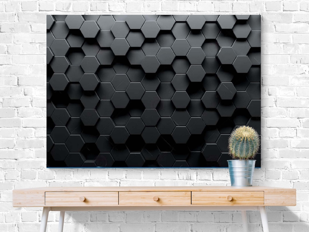 3d PRINTED WALL ART, Minimal Painting, Oversized Wall Art, Black 3d ...