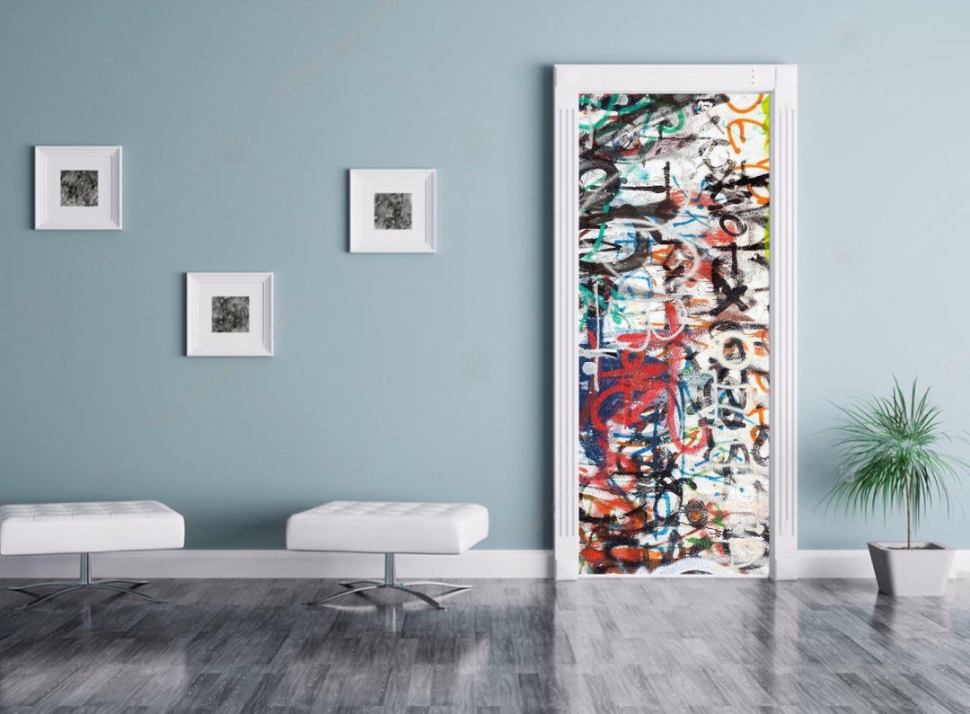 Graffiti Door Sticker, #02, Vinyl Door Decor Graffiti Peel & Stick Door ...