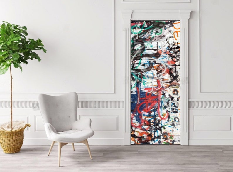 Graffiti Door Sticker, 02, Vinyl Door Decor Graffiti Peel & Stick Door ...