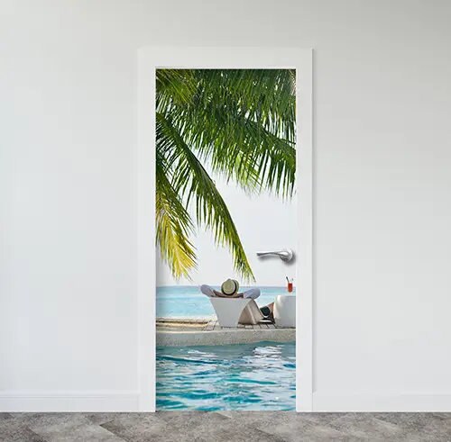 Summer Beach Vinyl Door Mural, Peel and Stick Wallpaper - Etsy