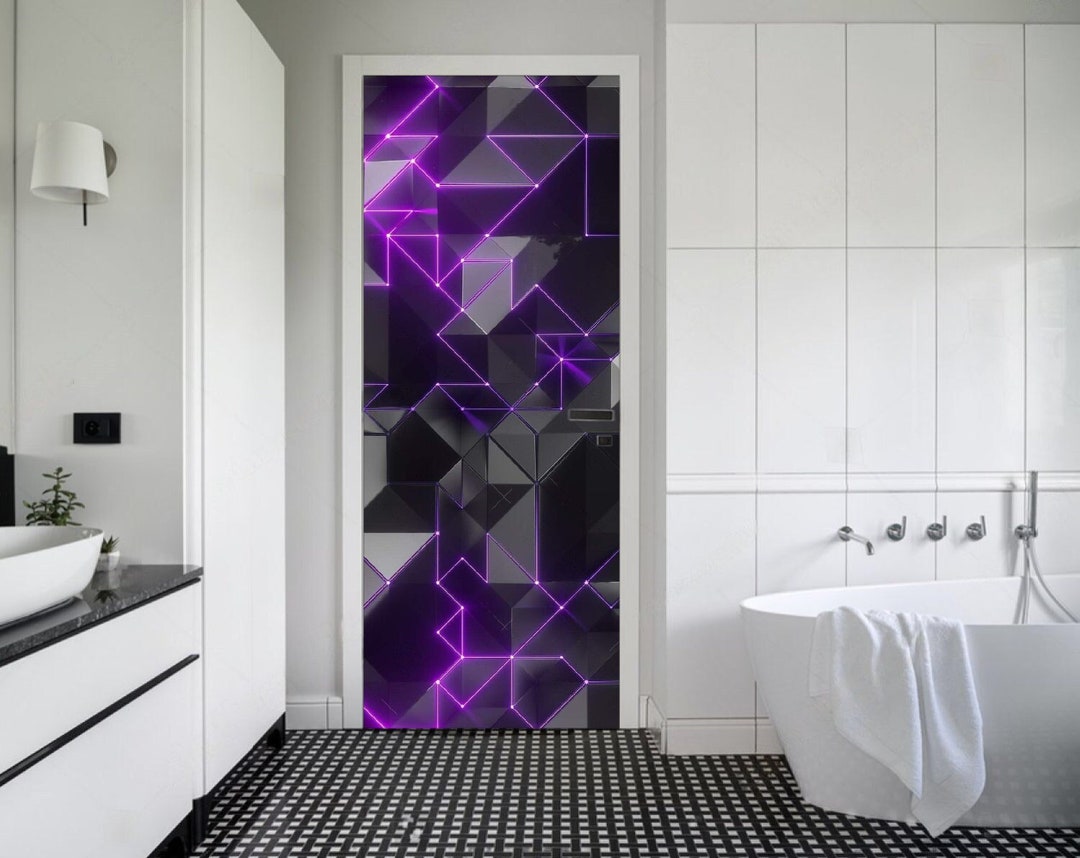 3D VINYL STICKER, Door Decor, Peel and Stick Mural Door Wallpaper Wrap ...