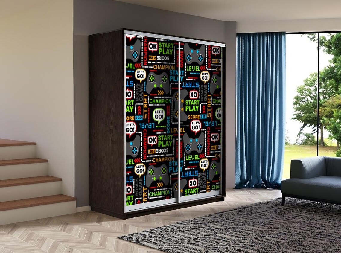 Game Room Wardrobe Sticker – Vinyl Door Decal, Teen Boy Decor - Etsy