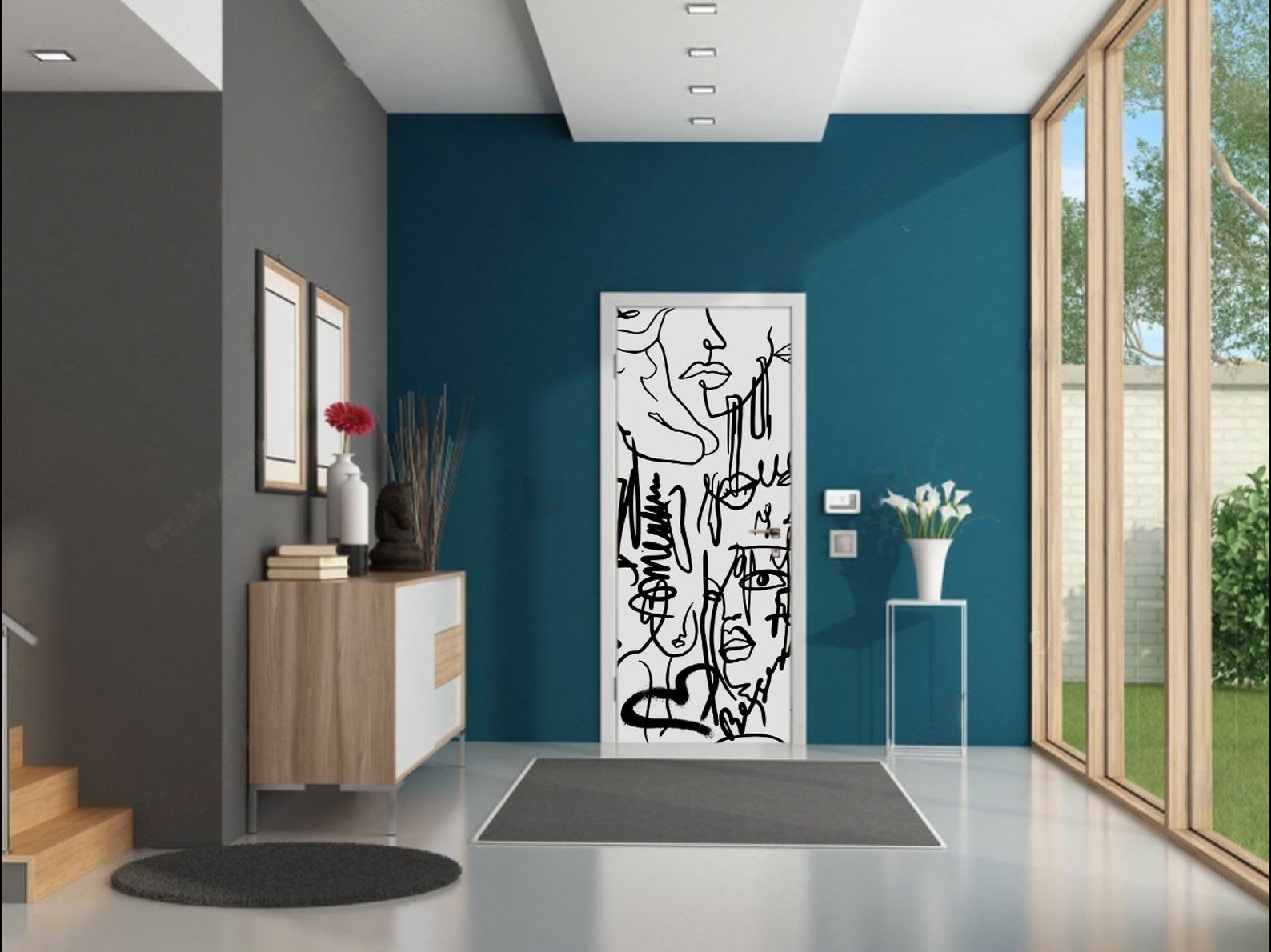 Abstract Graffiti Door Sticker - Peel and Stick Vinyl Decal - Etsy