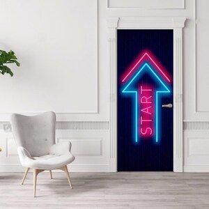 Neon Arrow Door Mural, Peel and Stick Vinyl Door Decal - Etsy