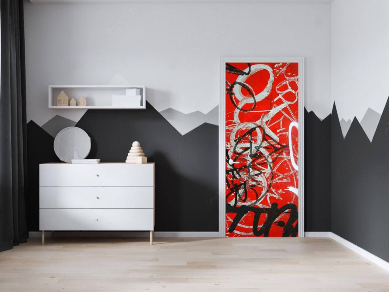 Red Graffiti Door Decoration, Peel and Stick Vinyl Sticker, Front Door ...