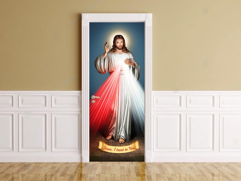 Jesus Divine Mercy Door Vinyl Sticker Religious Wall Art, Catholic Home ...