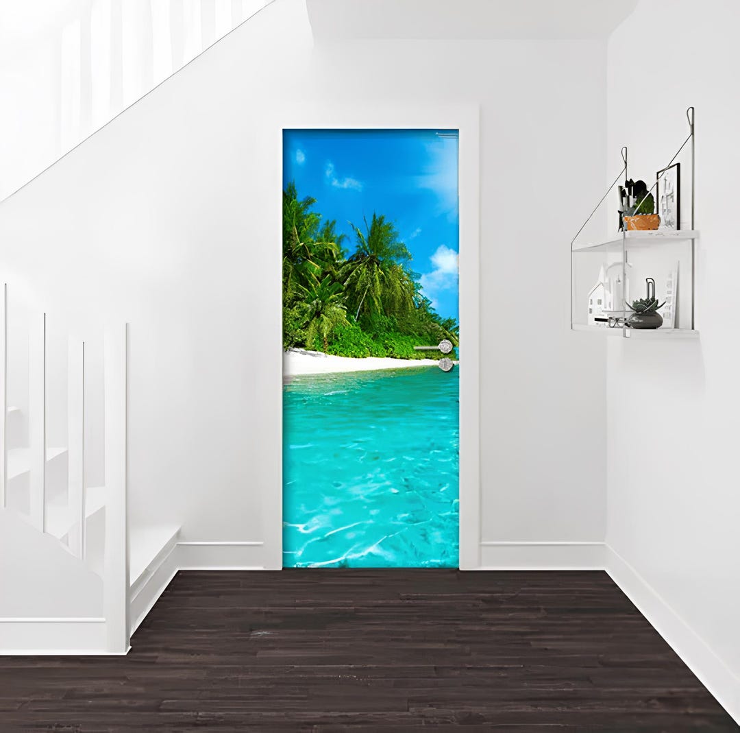 Adhesive Door Mural, Tropical Door Mural Decals, Door Wallpaper ...