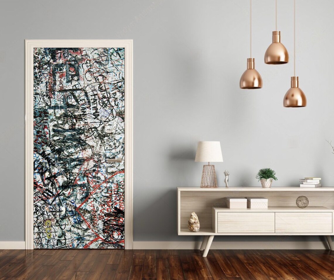 Graffiti Door Sticker, Vinyl Door Decor Graffiti Peel and Stick Door ...