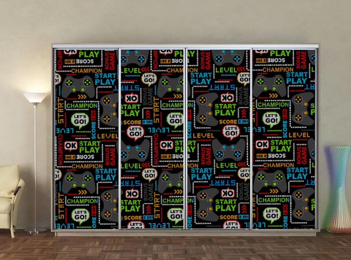 Game Room Wardrobe Sticker – Vinyl Door Decal, Teen Boy Decor - Etsy