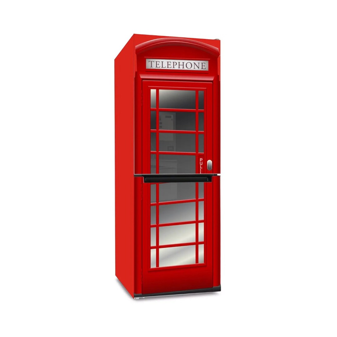 Red Phone Booth Refrigerator Decal, Peel & Stick Fridge Door Mural - Etsy