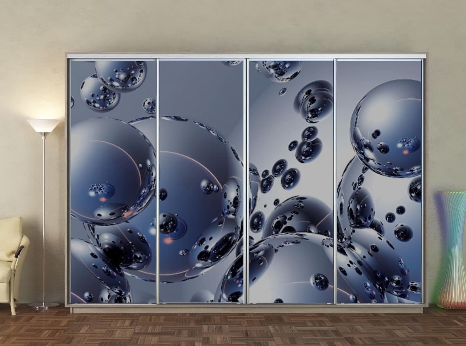 3D Balls Closet Door Decal - Peel and Stick Wardrobe Mural - Etsy