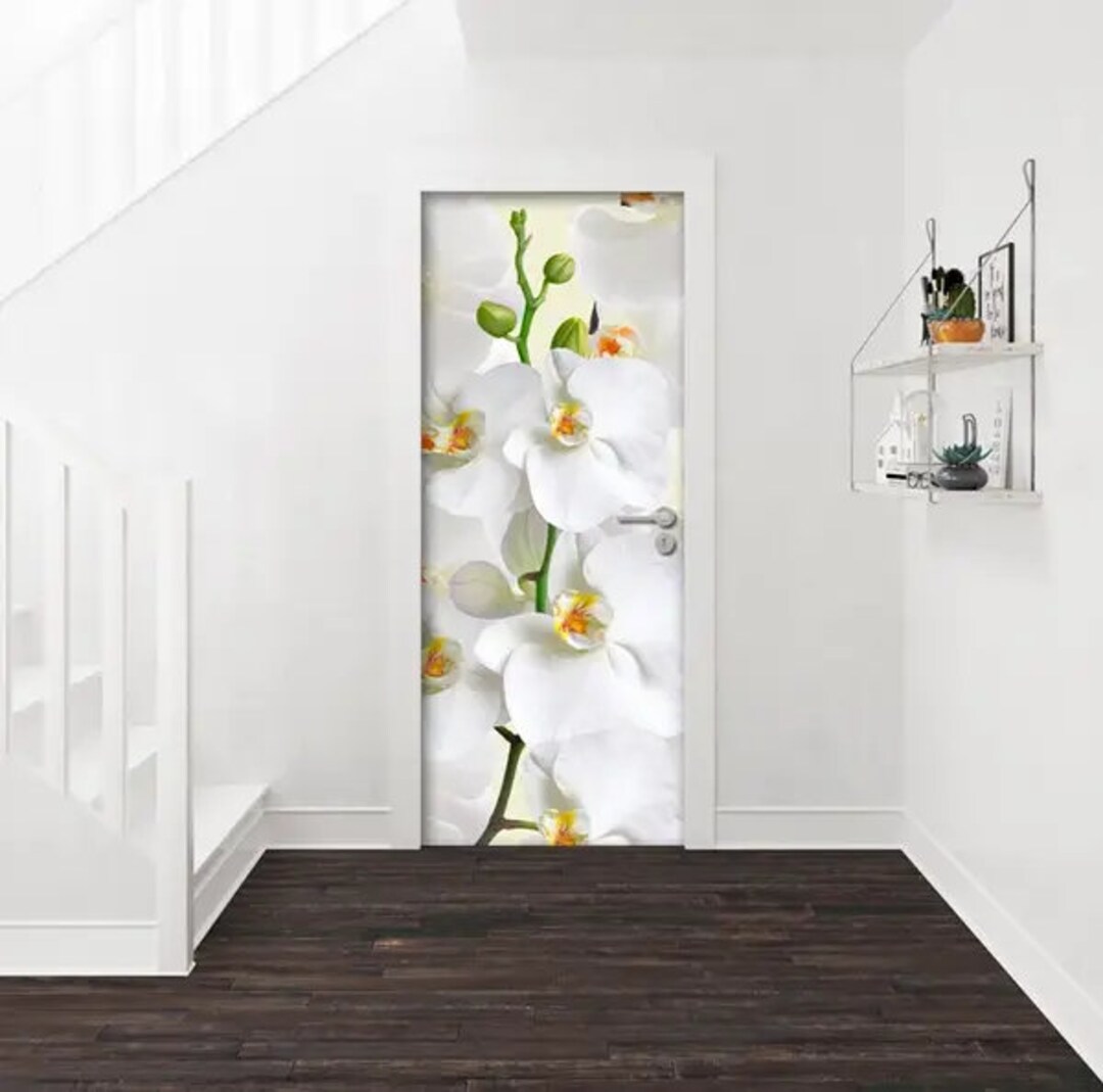 Flowers Door Sticker Vinyl Door Decor Peel and Stick Door Decal ...