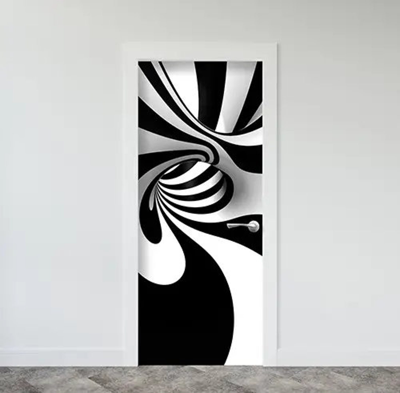 3D Vinyl Door Sticker: Black & White Optical Illusion Mural - Etsy
