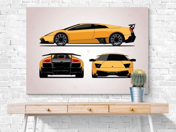 Yellow Sport Car Wall Art Supercar Print Wall Decor Game Room - Etsy