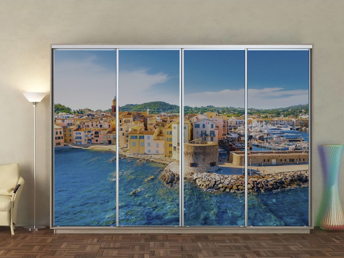 Self Adhesive Wallpaper for Closet Door Sticker, Door Art - Wardrobe ...