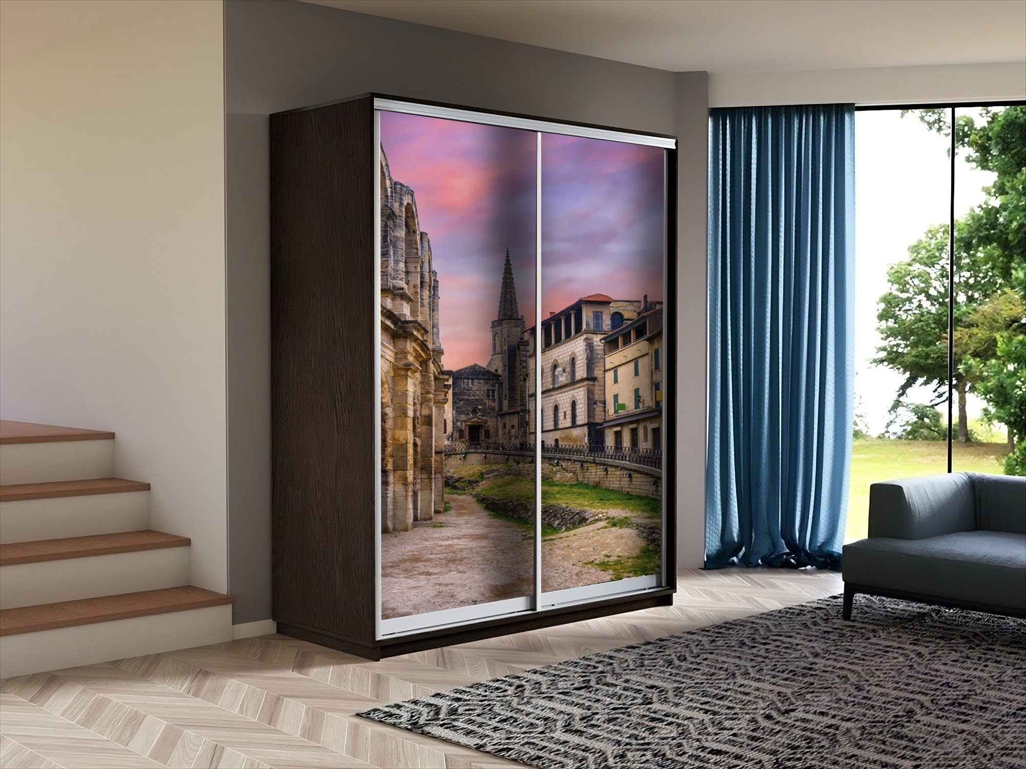 Peel and Stick Wardrobe Sticker With Roman Old Town Mural, Closet ...