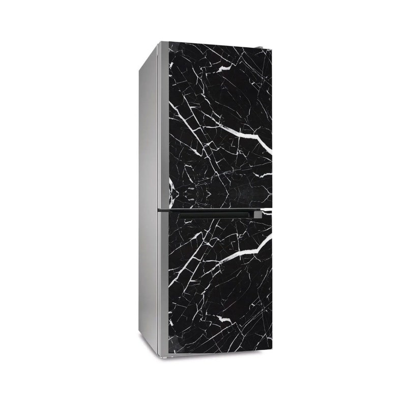 Black Marble Vinyl Refrigerator Sticker, Glossy Door Decal - Etsy