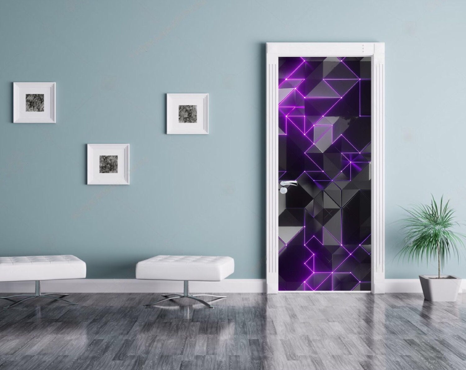 3D VINYL STICKER, Door Decor, Peel and Stick Mural Door Wallpaper Wrap ...