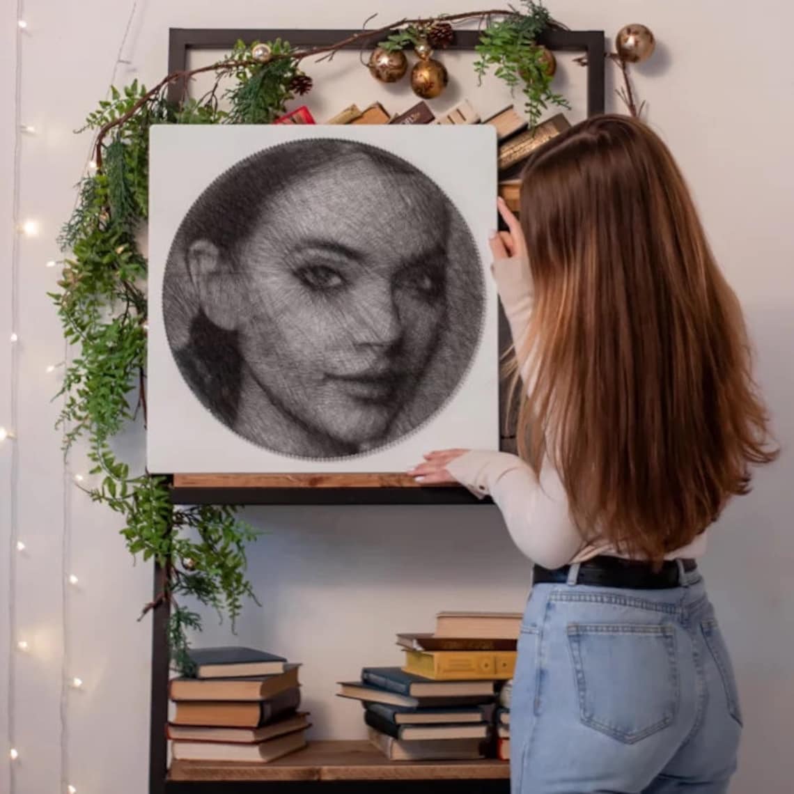 Personalized String Art Portrait, Thread Portrait, Gift for Everyone, Handcrafted String Ar ...