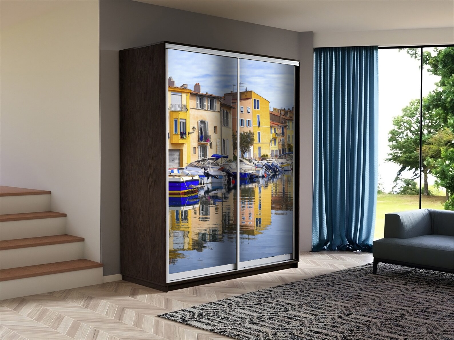 Peel and Stick Wardrobe Sticker for Closet Door Decal, Modern Door Art ...