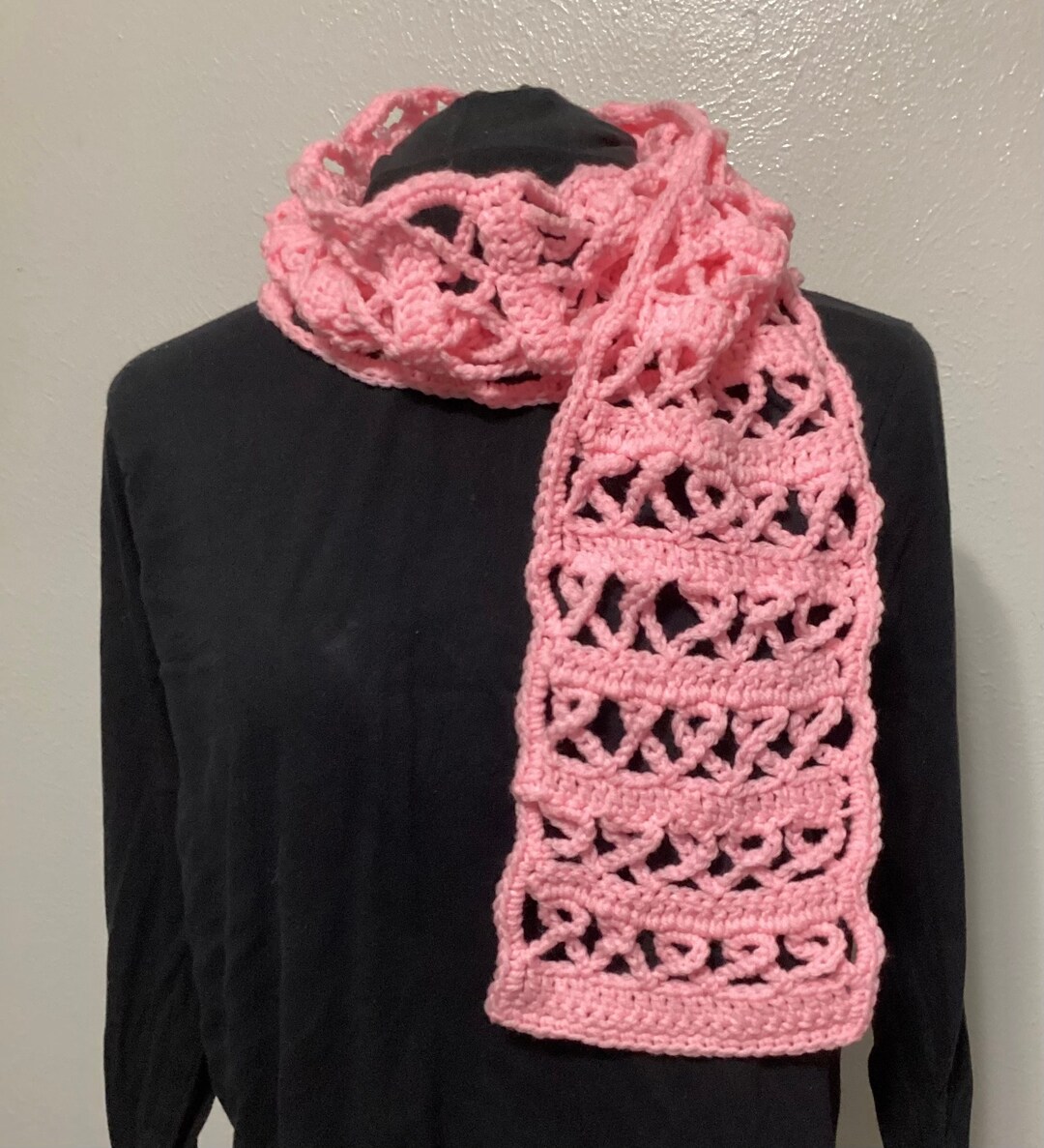 Crochet Cancer Awareness Ribbon Scarf: Handmade Pink Scarf - Etsy