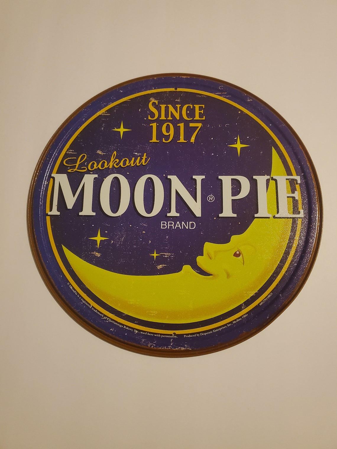 Moon Pie 11.5x11.5,29 Gauge Round Tin Sign. Man Cave, She Shed, Gift ...