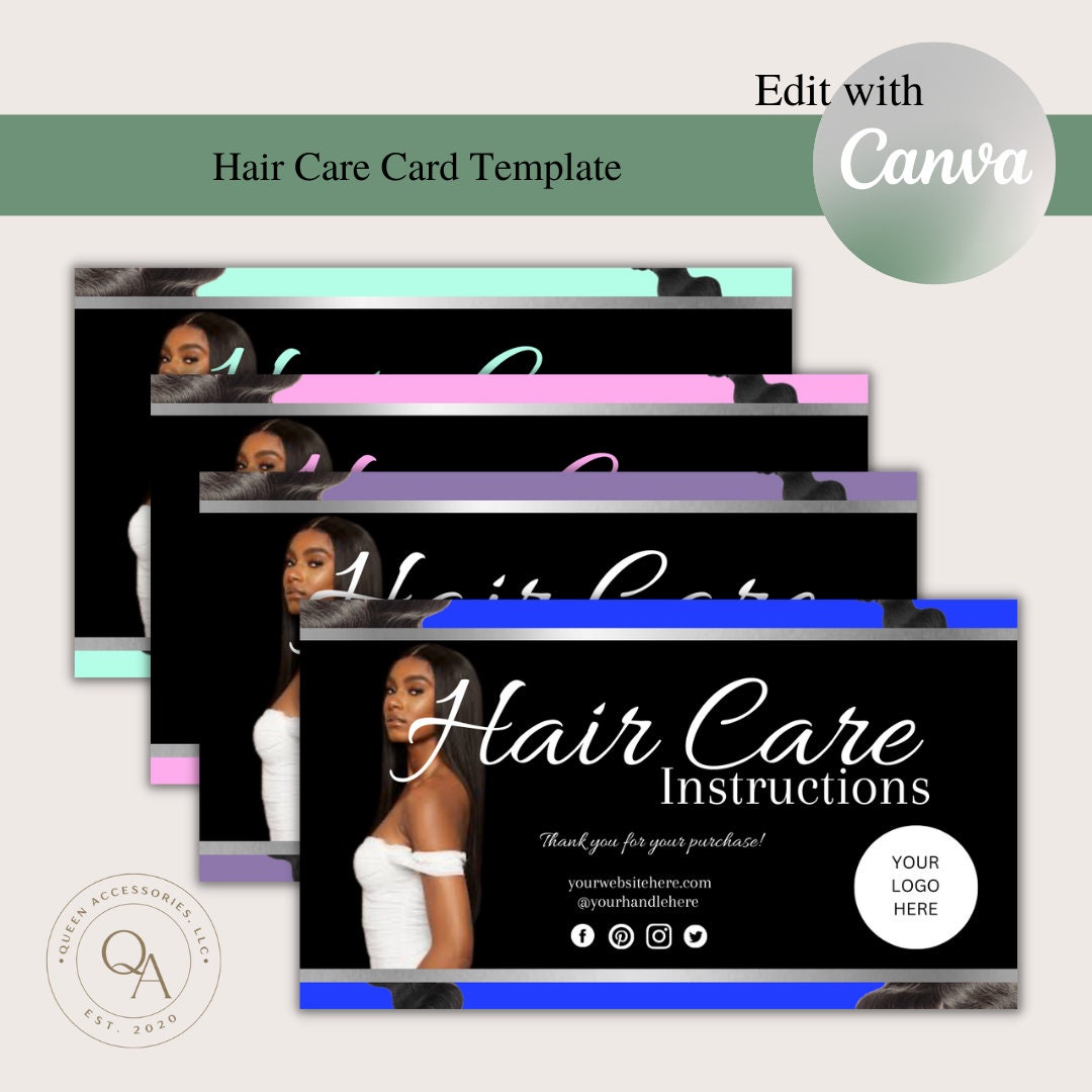 Hair Care Card Extensions Care Card Wig Care Card Bundle - Etsy