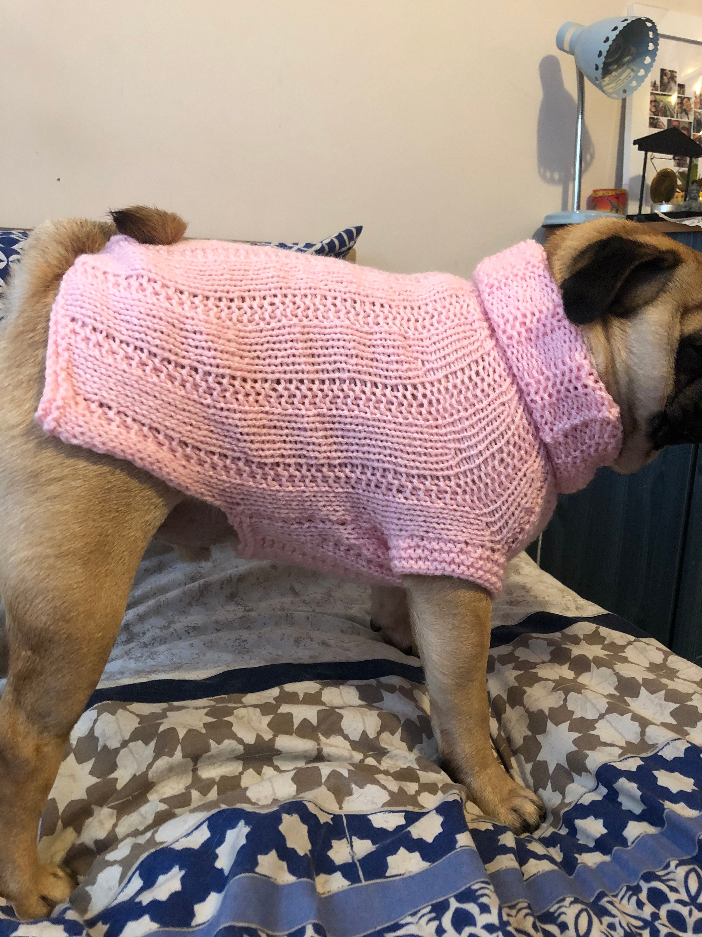 Hand Knitted Baby Pink Dog Jumper - Etsy