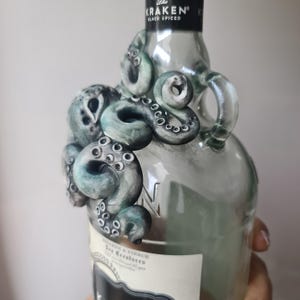 Octopus Sculpture on Bottle, Kraken Bottle, Polymer Clay Octopus ...