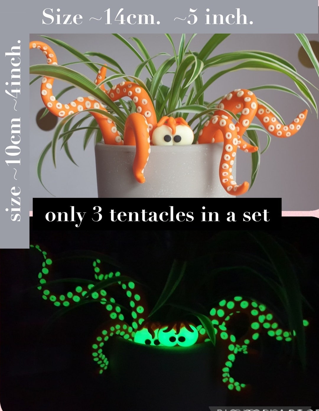 Glow in the Dark Octopus Plant Pot Decoration: Quirky Plant Pet. Wall ...