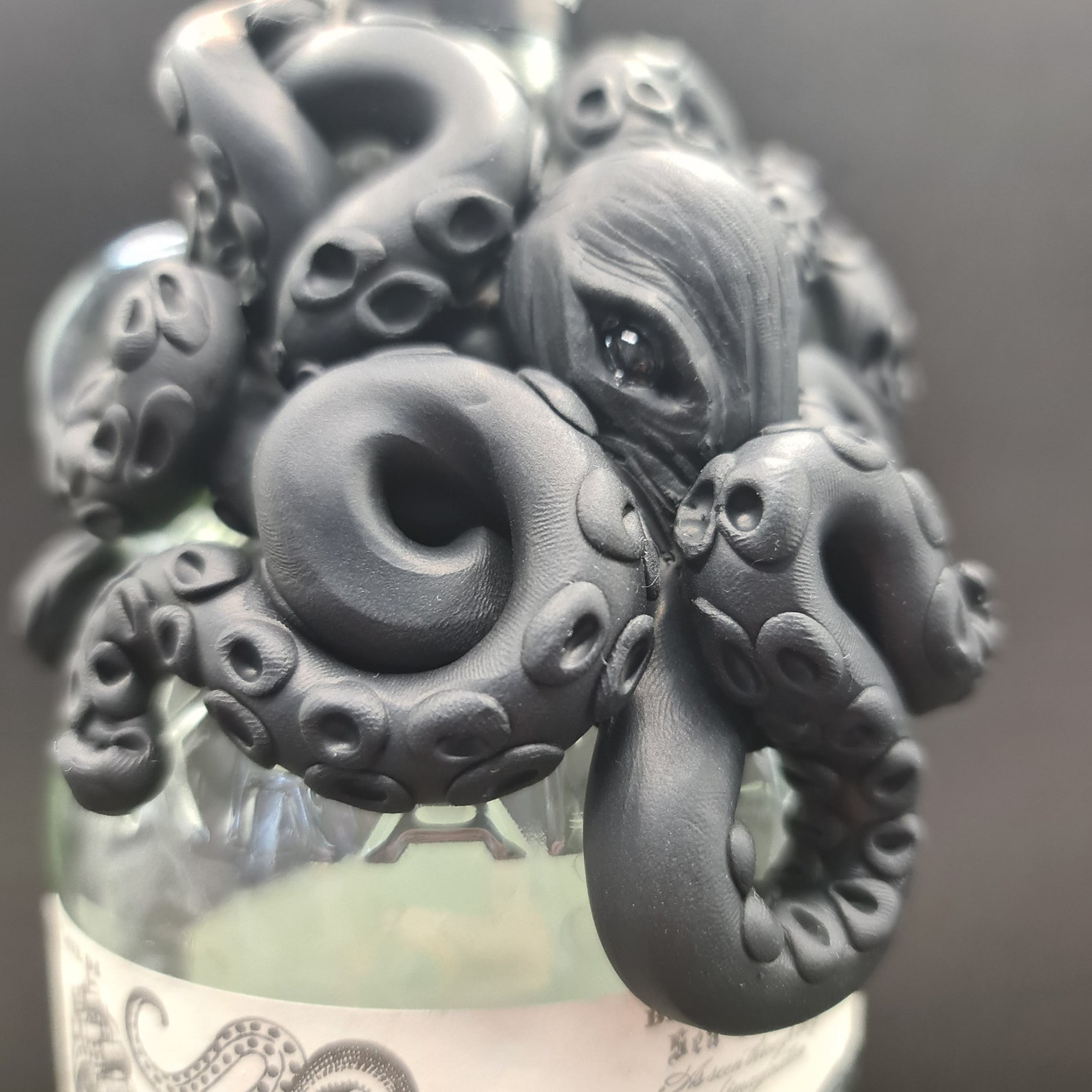 Octopus Sculpture on Bottle, Kraken Bottle, Polymer Clay Octopus ...